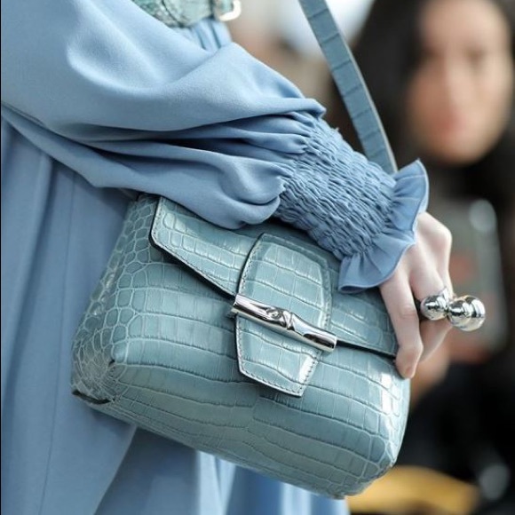 Longchamp | Bags | Longchamp Roseau Small Crossbody In Baby Blue Croc ...